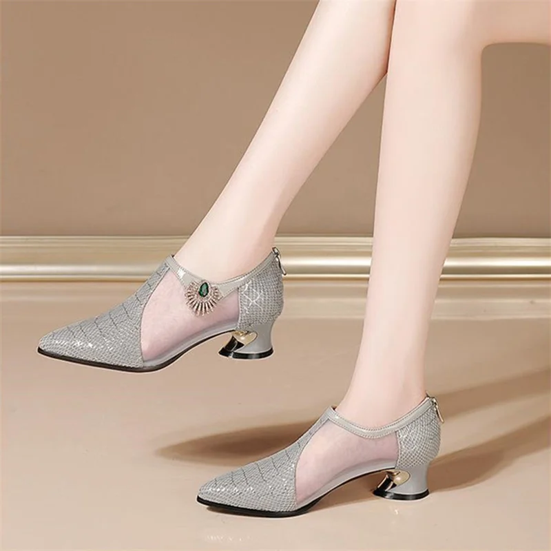 Shoes Womens Heels Cresfimix | Shoes Womens Pumps Mesh | Black Cut ...