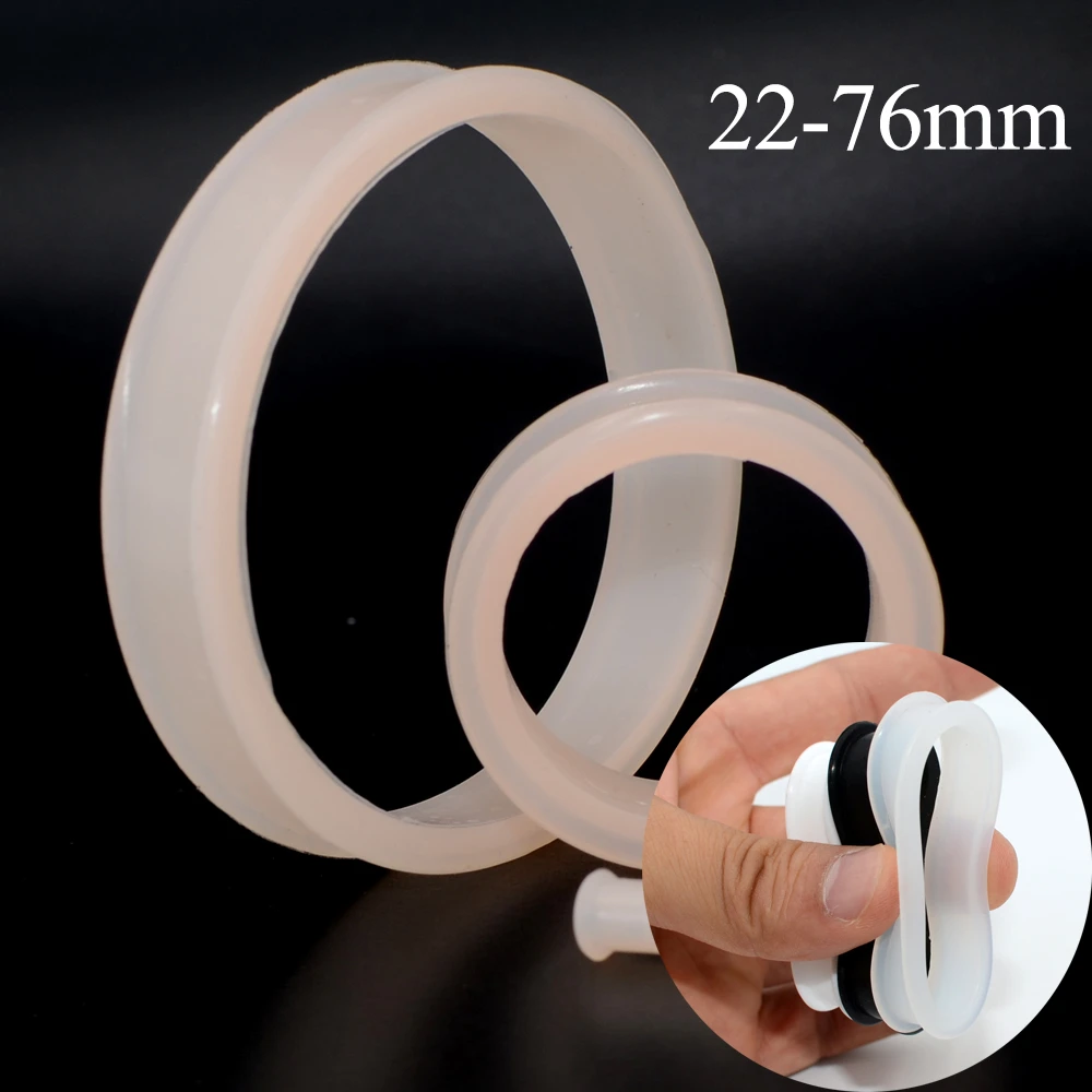 1Pair Big Large Size Silicone Ear Tunnel Plugs Gauge Thick Flared Flesh ...