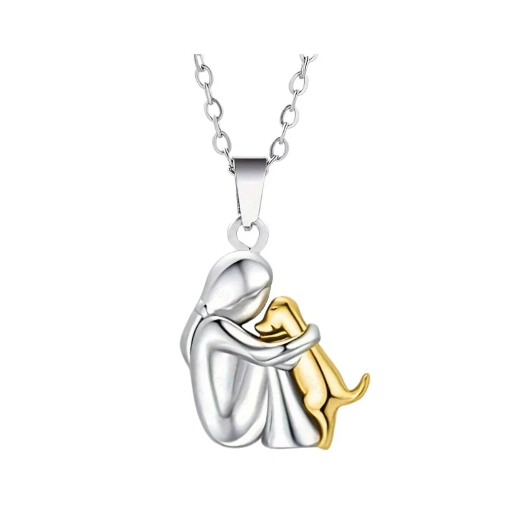 New Original Design Little Girl Ang Dog Hug Pendant Necklace for Women ...