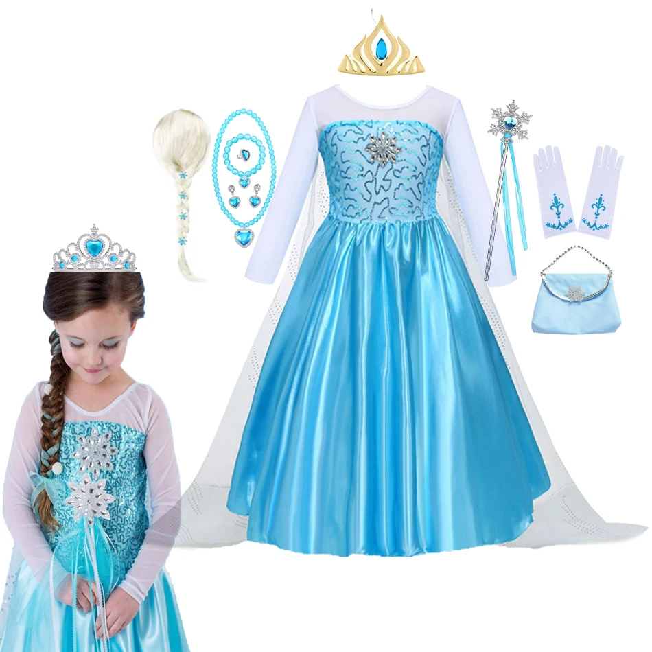 Traje-de-princesa-Elsa-infantil-Vestido-de-Halloween-para-meninas ...