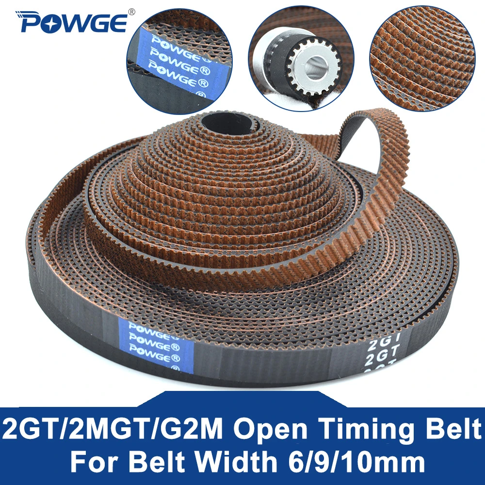 Powge Gt2 2mgt 2m 2gt Rf Open Synchronous Timing Belt Width 6/9/10mm Rubber Low Dust Low ...
