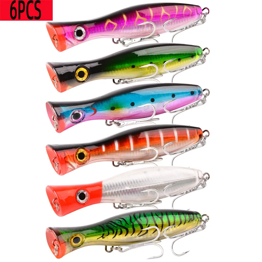 6pcs/lot Big Popper Wobbler Fishing Lures Floating Bait 41g Topwater ...