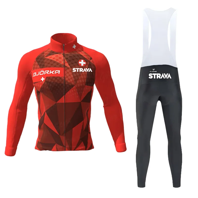 STRAVA Cycling Autumn Clothes For Men Bicycle Clothing Set Men's ...
