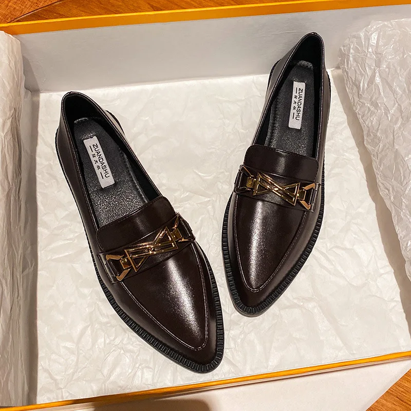 British-Style-Shoes-Woman-Flats-Clogs-Platform-Pointed-Toe-Casual ...