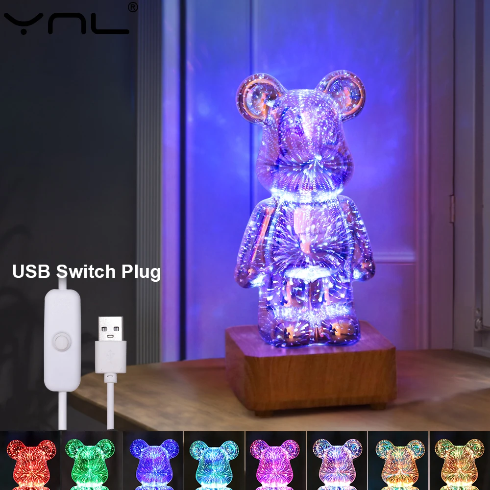3D-LED-Fireworks-Lamp-Bear-Night-Light-Dimmable-Projector-Colorful ...