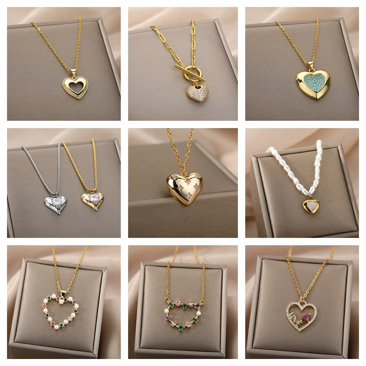 Collar con colgante de corazón de amor para mujer, gargantillas de ...