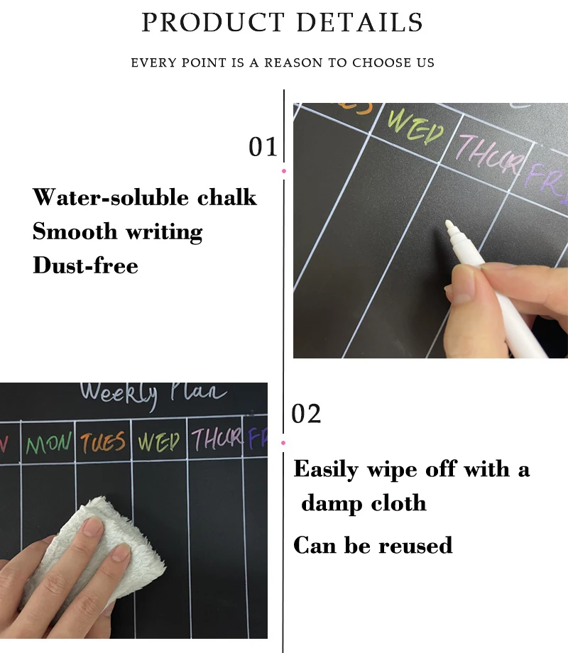 Tableau,Autocollants de tableau magnétique pour réfrigérateur, taille ...