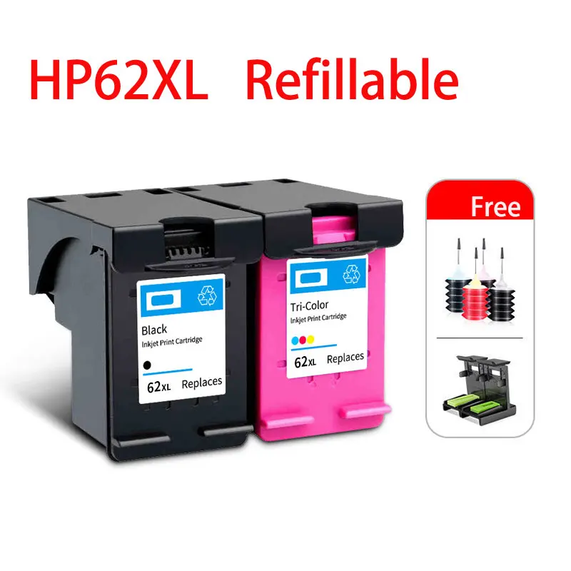 Cartucho-de-tinta-recargable-Compatible-con-impresora-HP62-62XL-Envy ...