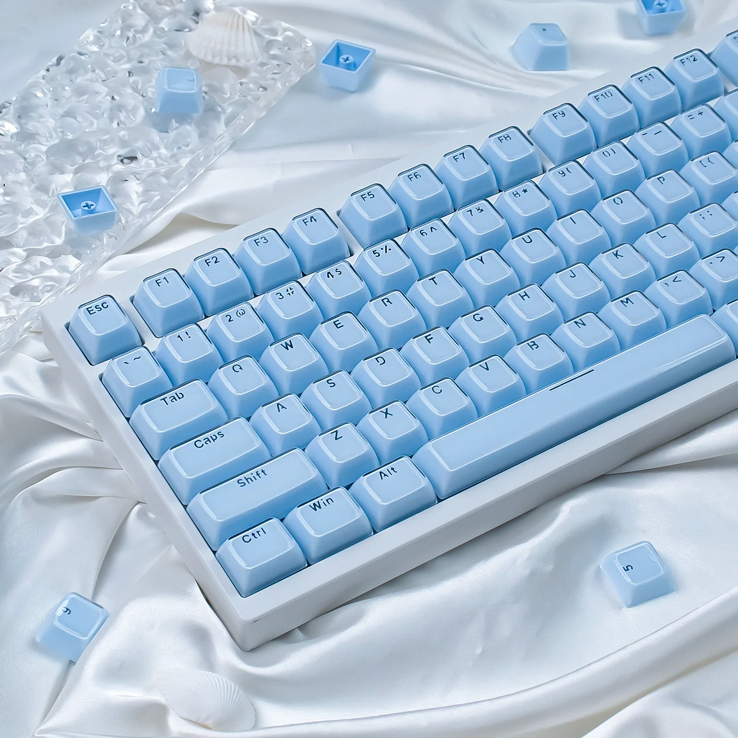 Ailice Crystal Light Blue Keycaps Translucent Jelly PC Key Caps Cute ...