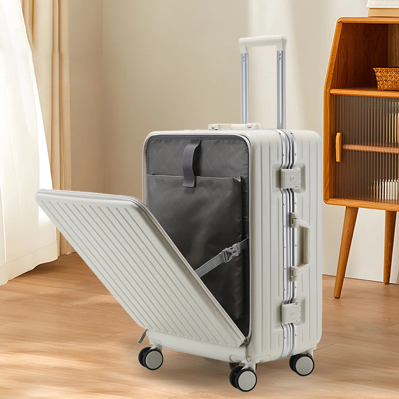 Travel-Suitcase-Rolling-Luggage-Zipper-Aluminum-Frame-Boarding-Trolley ...