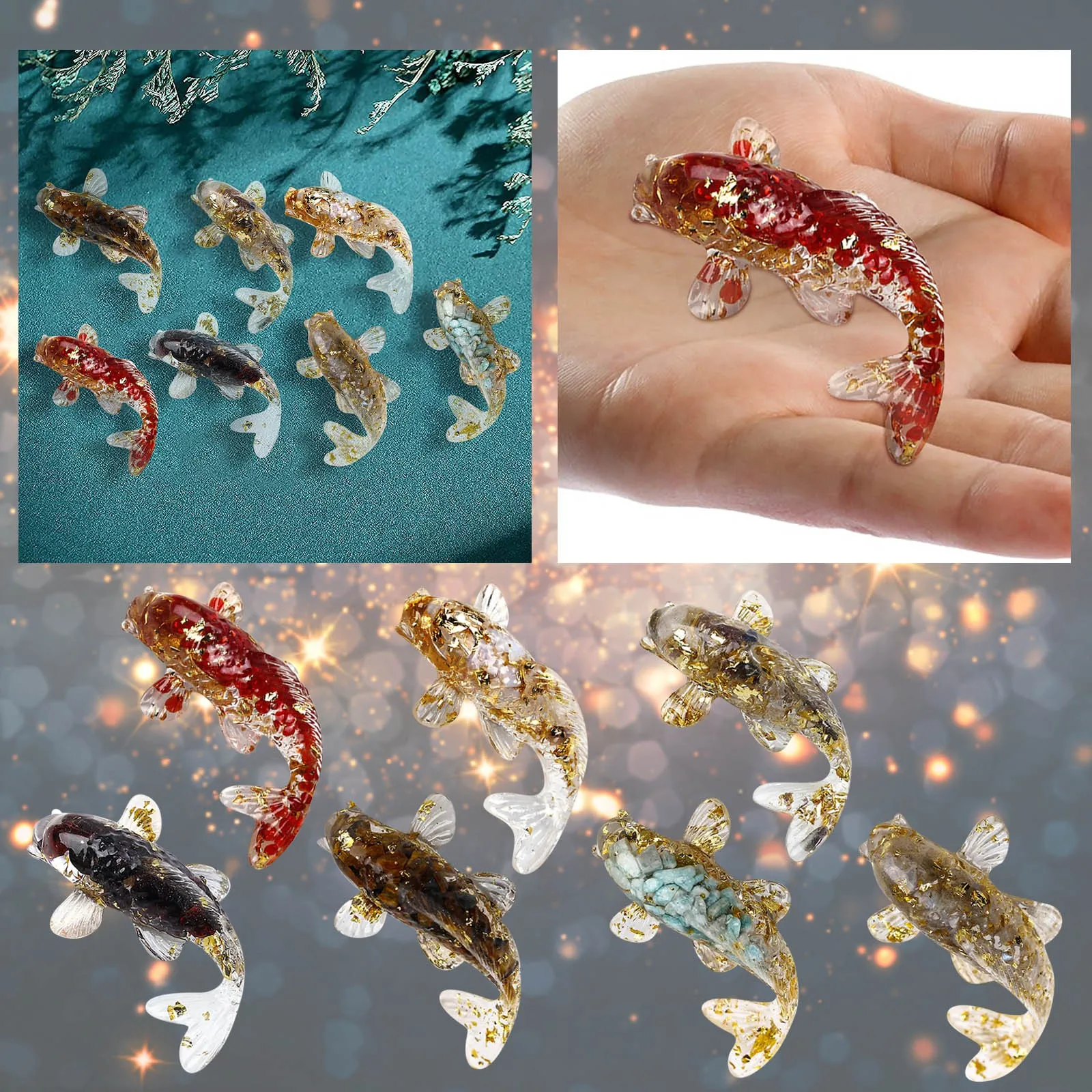 Grava-de-cristal-Natural-con-forma-de-pez-Mini-peces-Koi-adornos ...