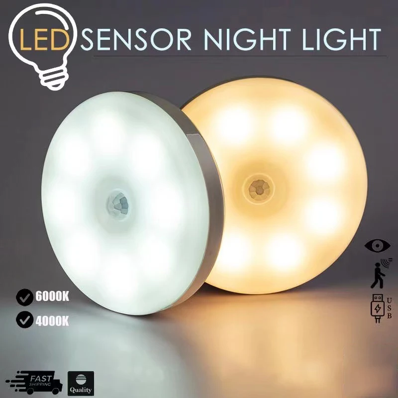 PIR-Motion-Sensor-LED-Night-Light-USB-Rechargeable-Night-Lamp-For ...