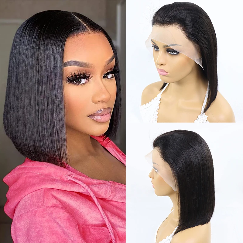 Bone-Straight-Bob-Wig-Lace-Front-Human-Hair-Wigs-For-Women-Short-Bob ...