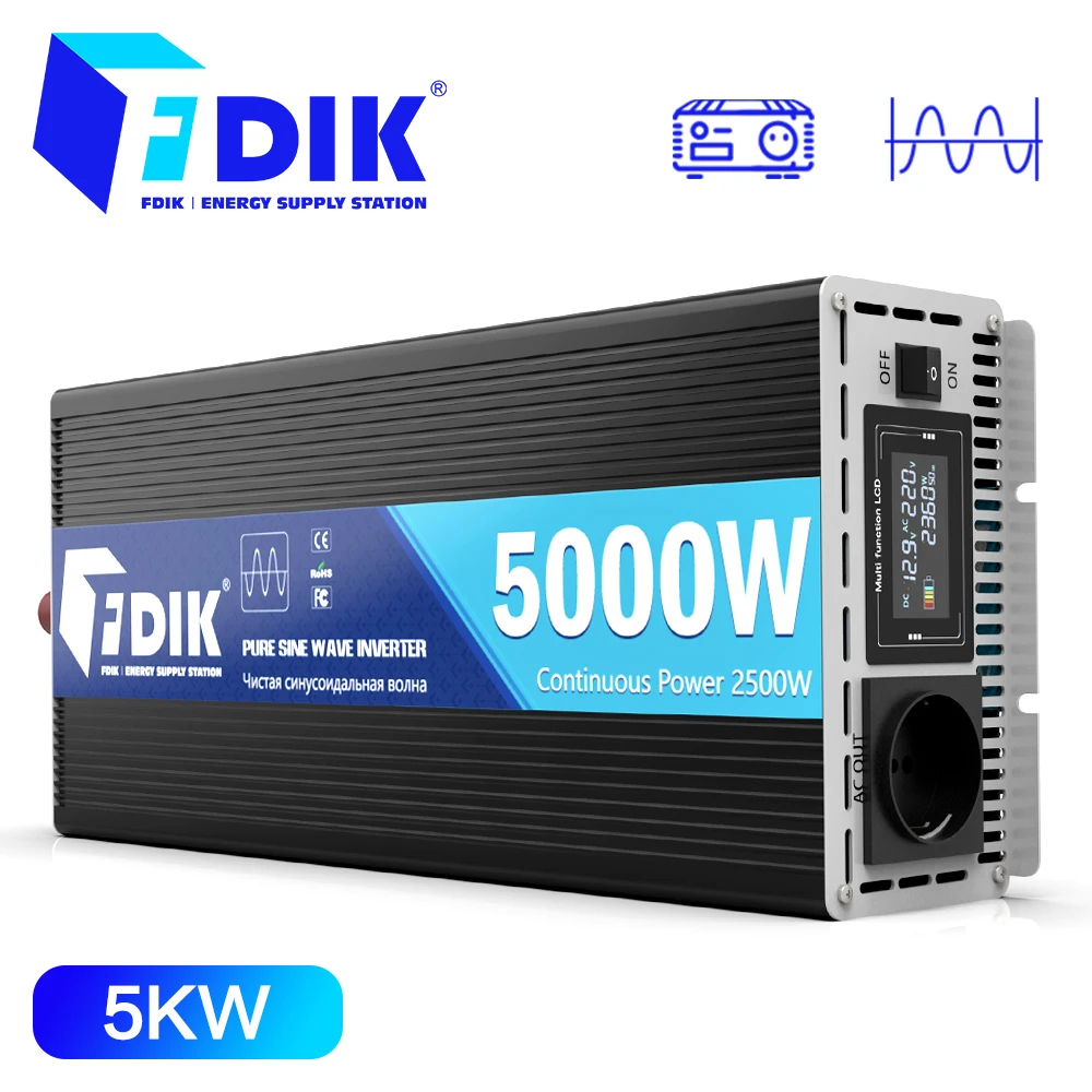FDIK-Inverter-12V-220V-Pure-Sine-Wave-Inverter-24V-5000W-With-Color ...