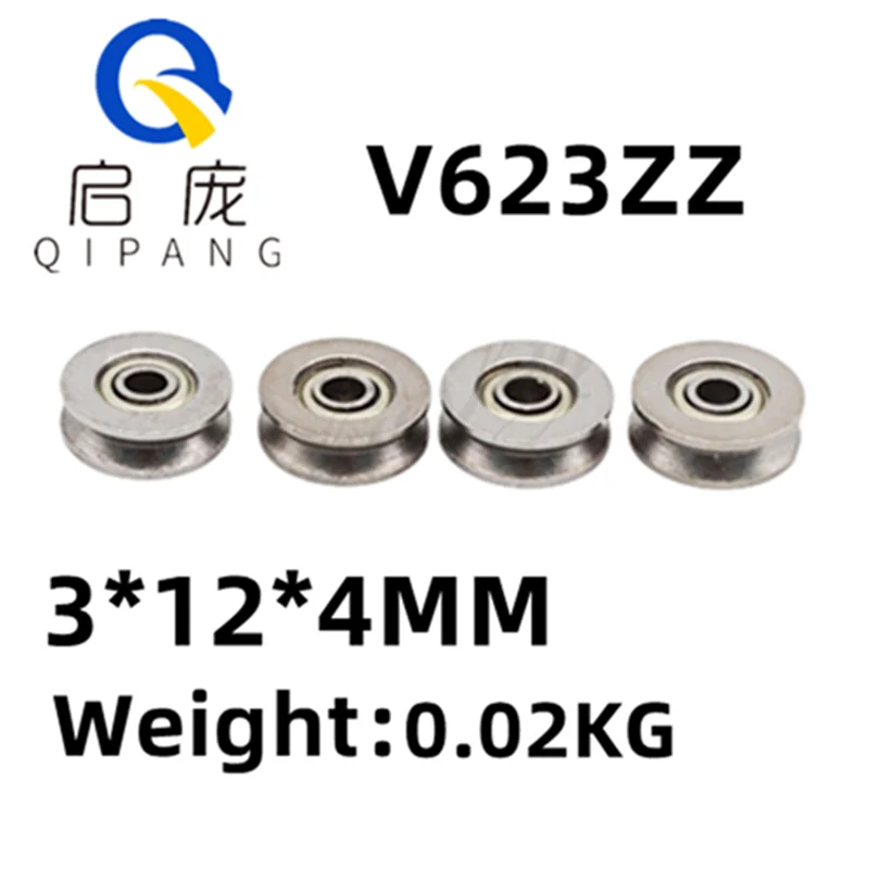 10pcs/lot V623ZZ V Groove Roller Wheel Ball Bearings 3*12*4 mm ...