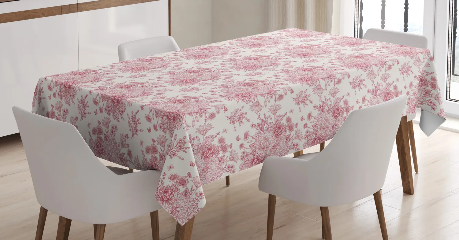 Vintage-Botany-Tablecloth-English-Garden-Art-of-Endemic-Printed-Fabric ...