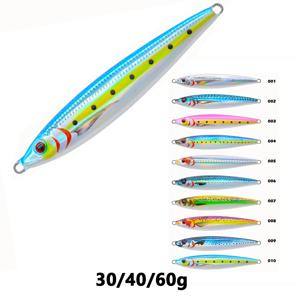 Metal Jig 3D Printing 30g 40g 60g Bass Fish Bait Tackle Trout Shore Drag Cast Sea Fishing Tuna ...