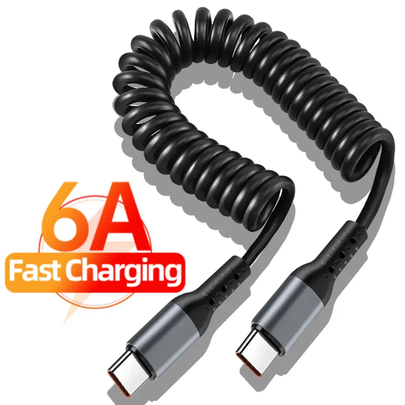 6A-Spring-Cable-USB-A-Type-C-To-Type-C-Fast-Charging-Data-Cord-for ...