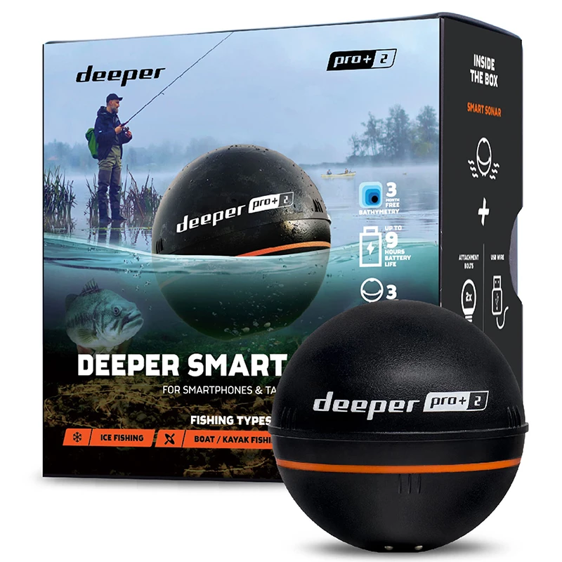Deeper PRO Plus 2.0 Castable and Portable WiFi Fish Finder Depth Finder ...