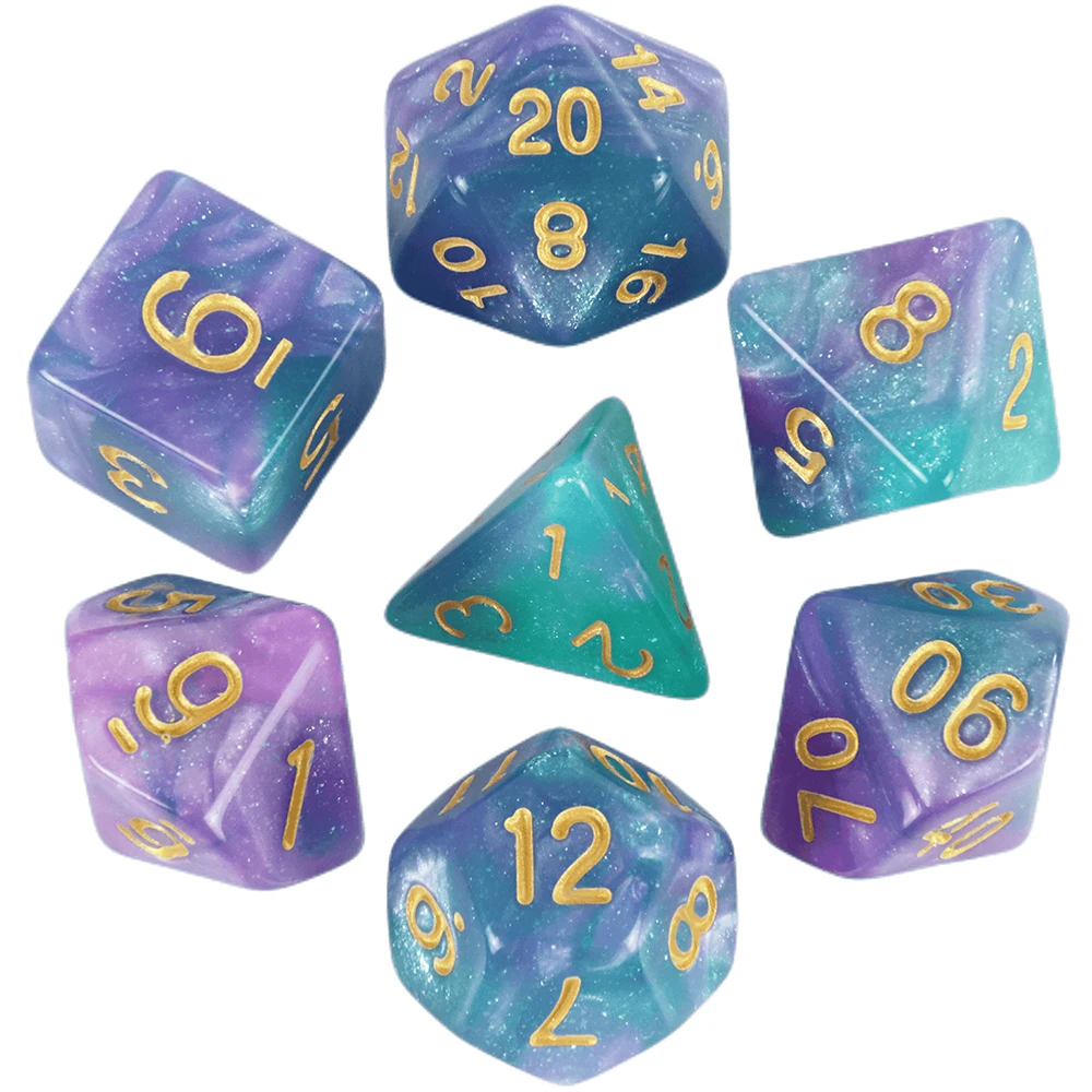 Colorful Galaxy Themed Polyhedral Dice Set for DND RPG Board Games and ...