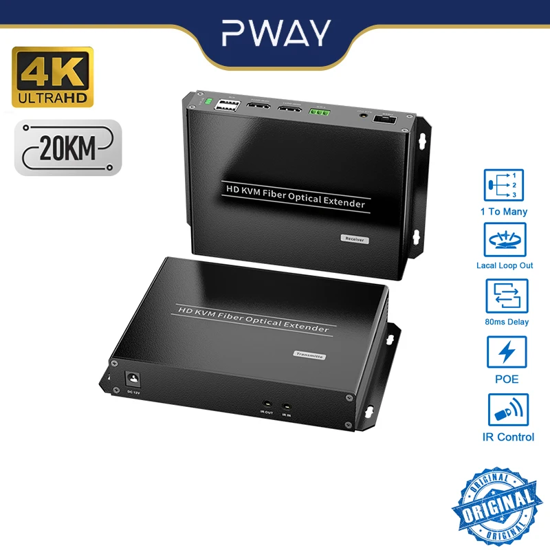 PWAY extensor de fibra óptica HDMI, soporte 4K @ 60hz, resolución de ...