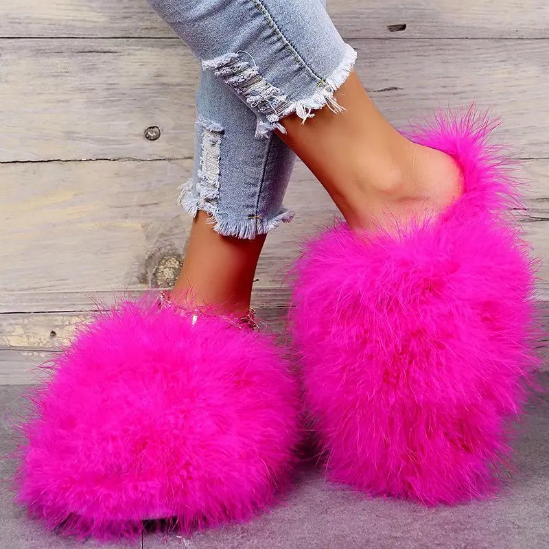 2022-Slippers-Woman-Ostrich-Fur-Women-Shoes-Flat-Slipper-Women-s-Flip ...