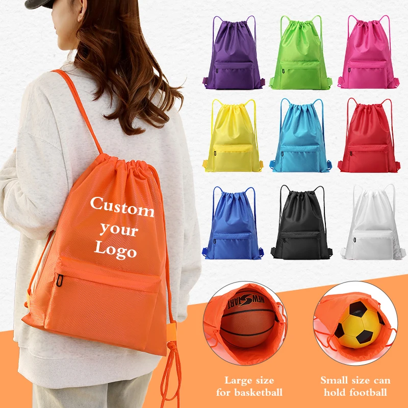 Custom Logo Waterproof Drawstring Backpack Outdoor Sports Fitness Bag ...