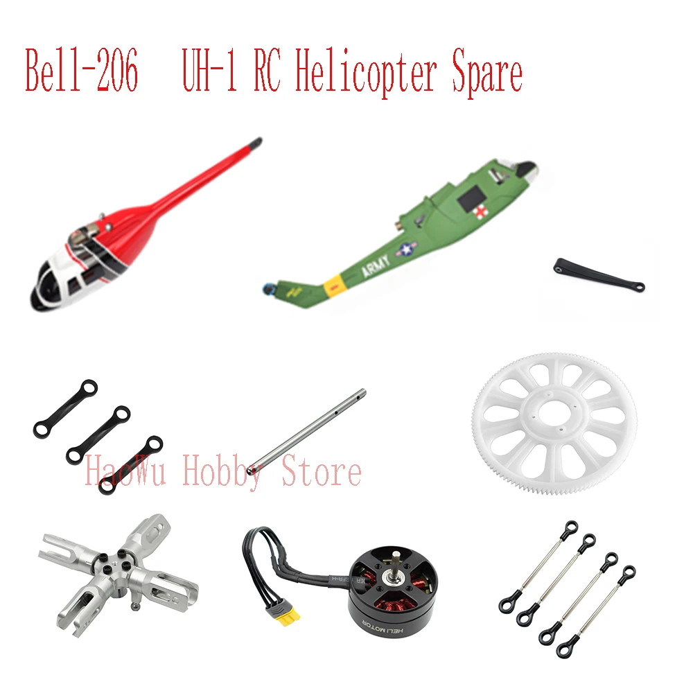 Flywing bell206 UH1 Bell-206 UH-1 RC Helicopter Spare Parts Main Shaft Of Big Toothed Propeller ...