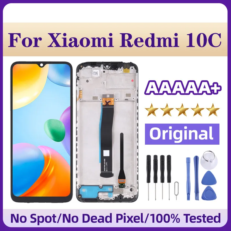 Ensemble complet écran tactile LCD avec châssis, pour Xiaomi Redmi 10C, original