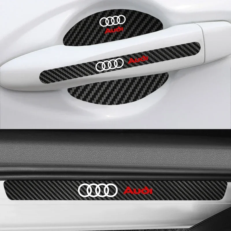 Carbon Fiber Car Door Handle Cup Protector Film & Threshold Scuff Plate ...