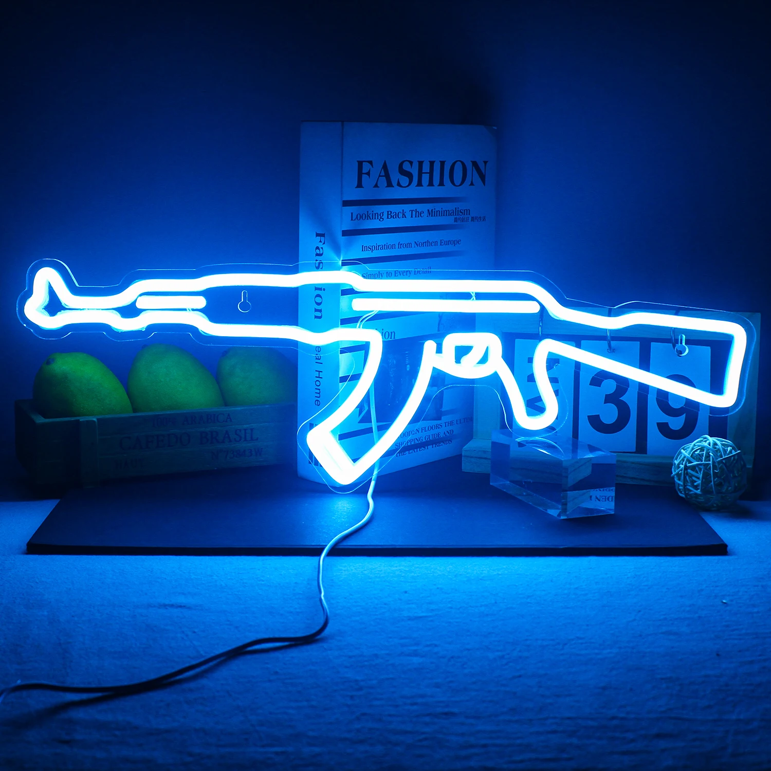 AK 47 Super Cool Gun LED Room Wall Decor USB Powered With Switch ...
