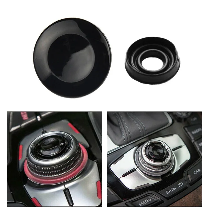 New-2pcs-Kit-Glossy-Black-Center-Console-Knob-Switch-Button-Cover-MMI ...