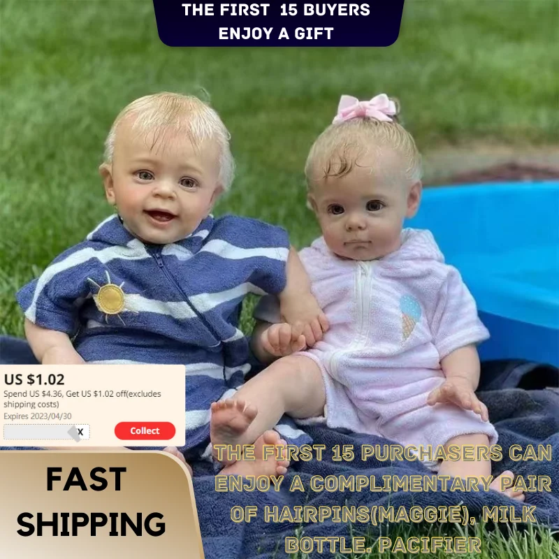 Saskia 22 Inch Maggie and Yannick Bebe Reborn Doll Realistic bonecas ...