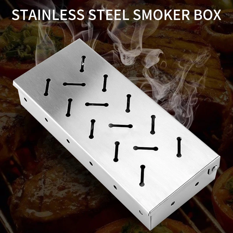 Stainless Steel Smoker BOX Outdoor Camping Picnic BBQ Smoke Box Home Kitchen Meat Fish Mini ...