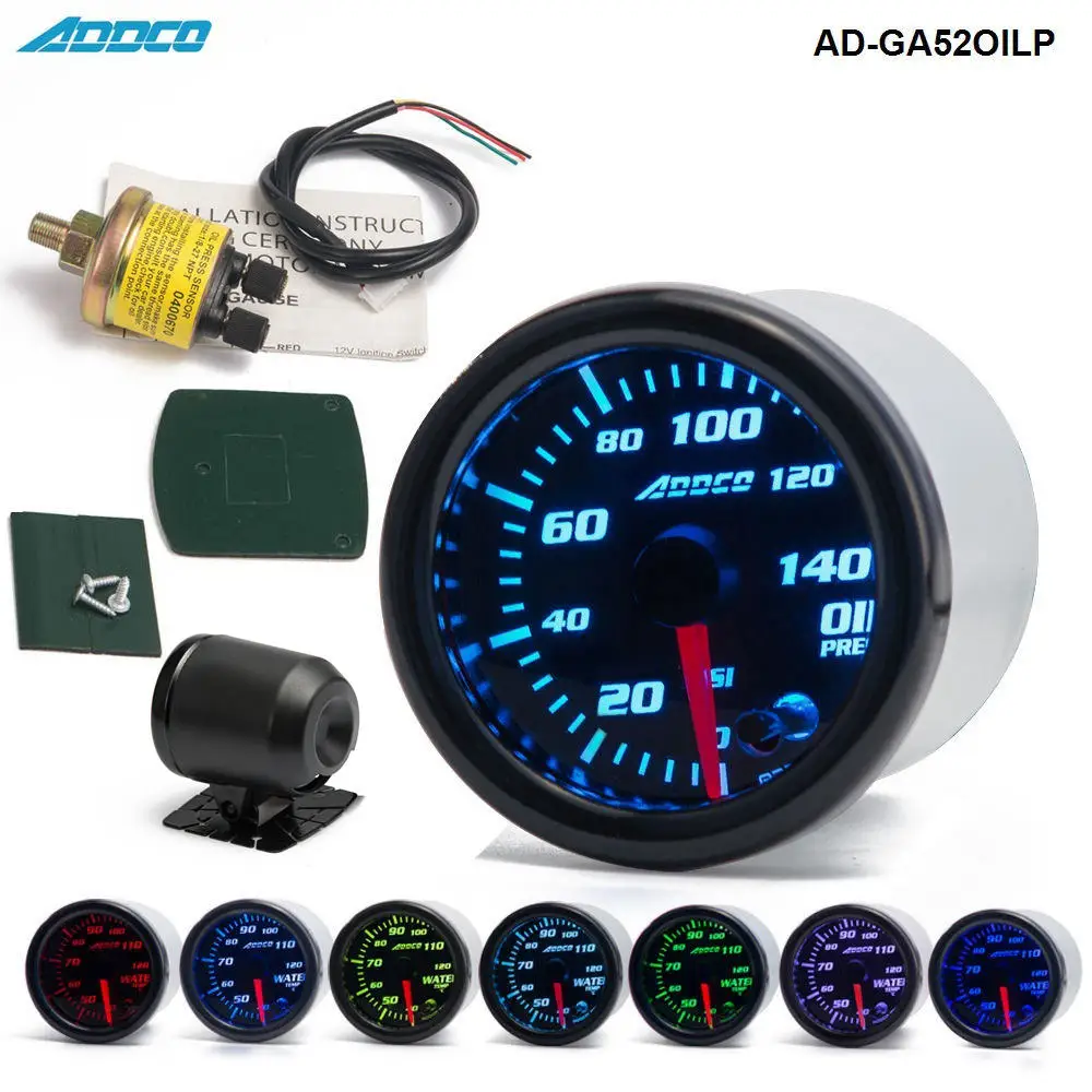 Car-Auto-12V-52mm-2-7-Colors-Universal-Oil-Press-Gauge-Oil-Pressure ...