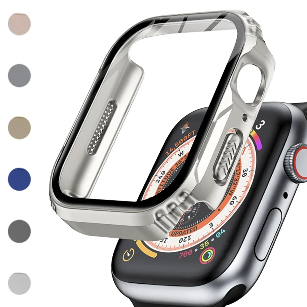 Glass-Cover-For-Apple-Watch-Case-9-8-7-6-SE-5-4-iWatch-Accessorie ...