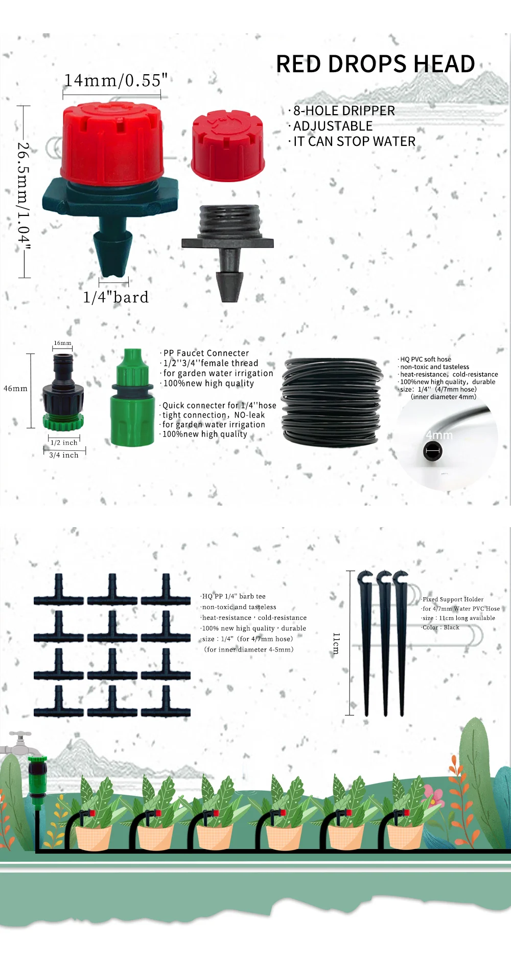 OASIS 50M-5M DIY Drip Irrigation System Automatic Watering Garden Hose ...