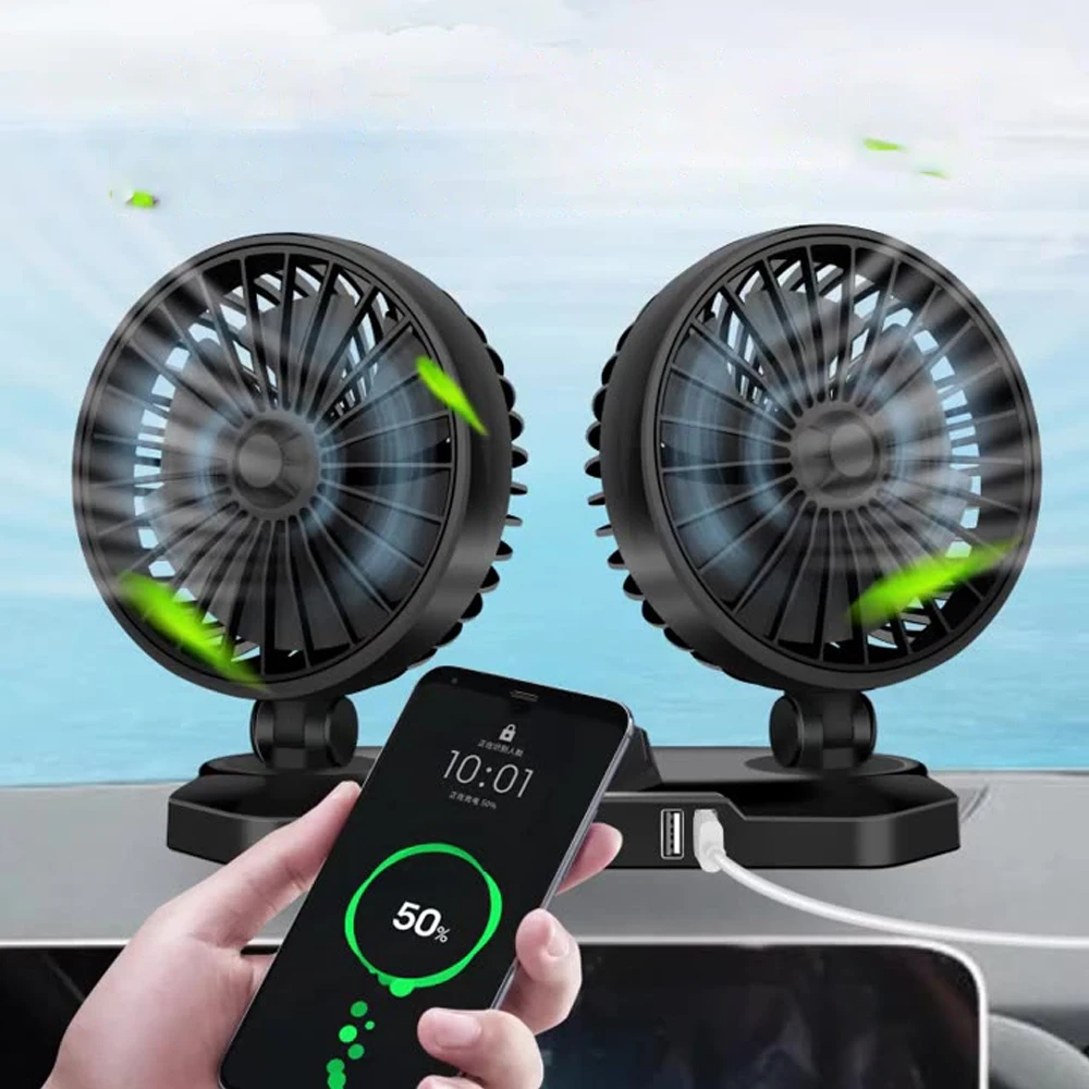 24V-12V-Car-Fan-Cooling-Car-Fan-Dual-Head-Usb-Car-Fan-2-Speeds-360 ...