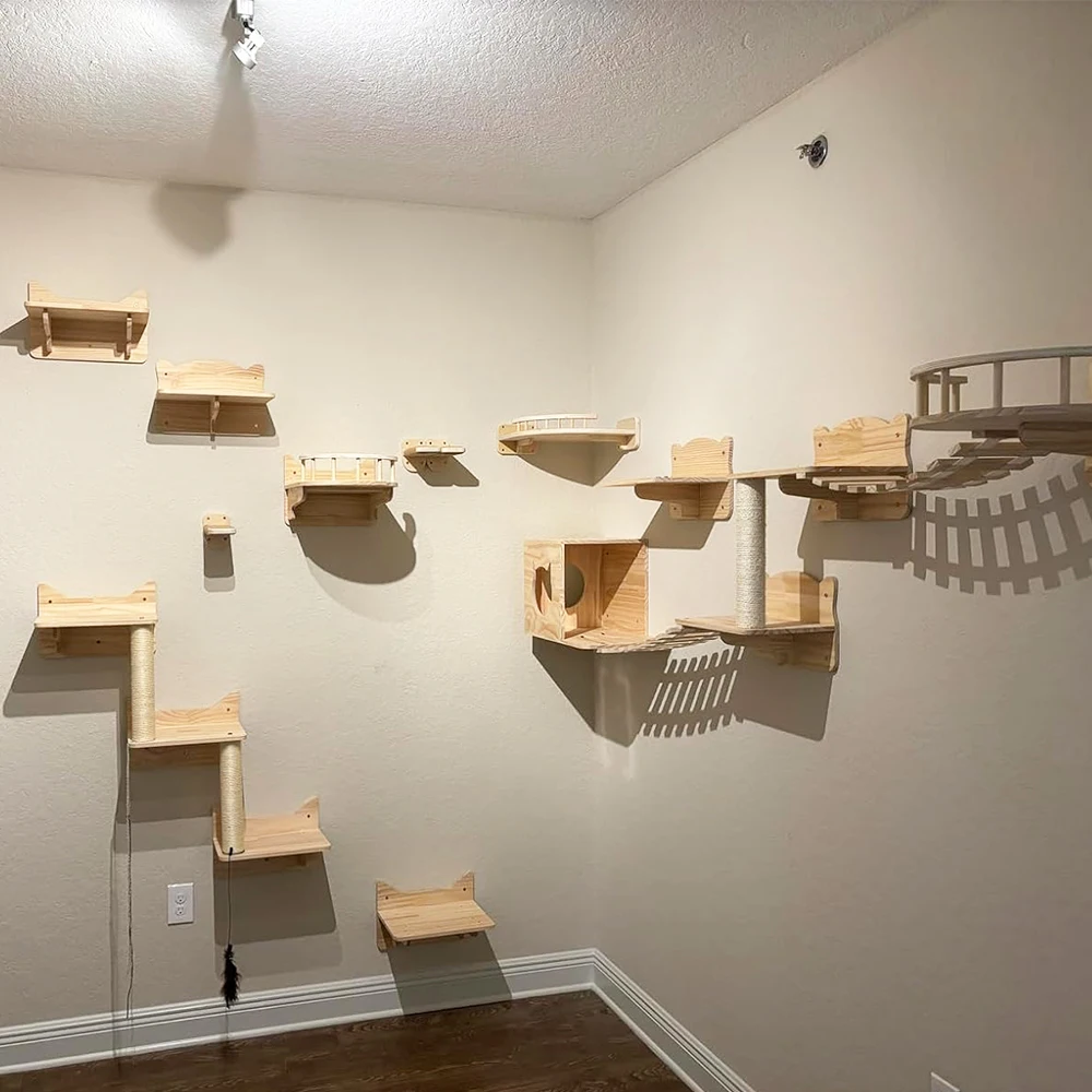 Indoor Cat Climbing Cat Wall Climbing Shelves With Hammock - Multi ...