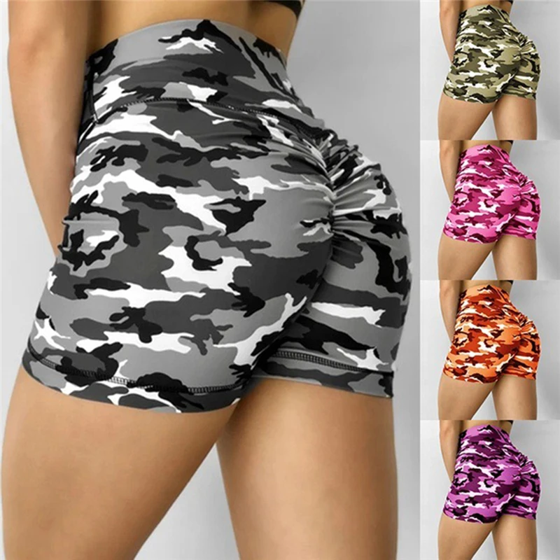 Frauen Yoga Sport Lauf Shorts Leggings Camo Stretch Hosen Yoga Shorts Running Short Fitness ...
