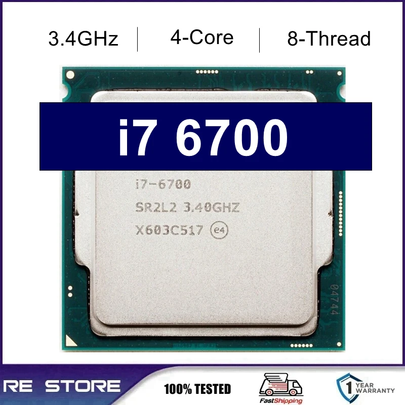 Used Core i7 6700 LGA 1151 8MB Cache 3.4GHz Quad Core 65W Processor CPU