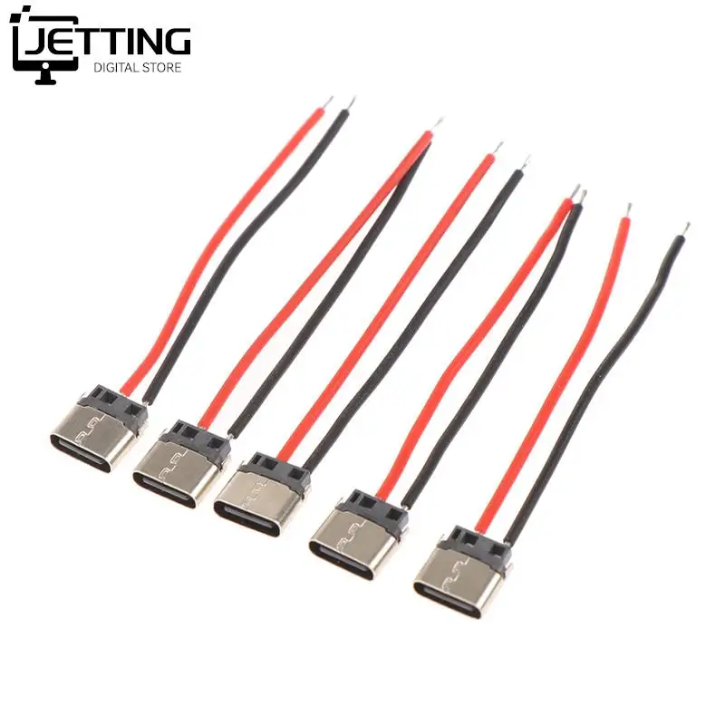 5pcs Type-C 2pin Soldered Female Base W/ Wire Typec Female Socket For ...