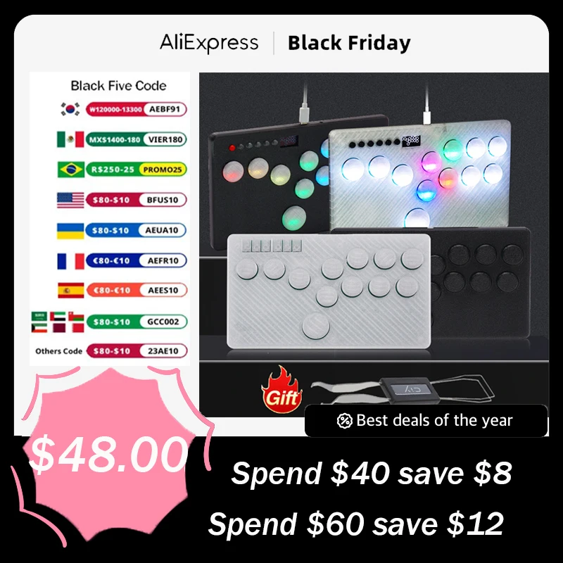 Fightingbox-Mini-Hitbox-Buttons-Flatbox-Arcade-Fight-Stick-Kailh-Switch ...