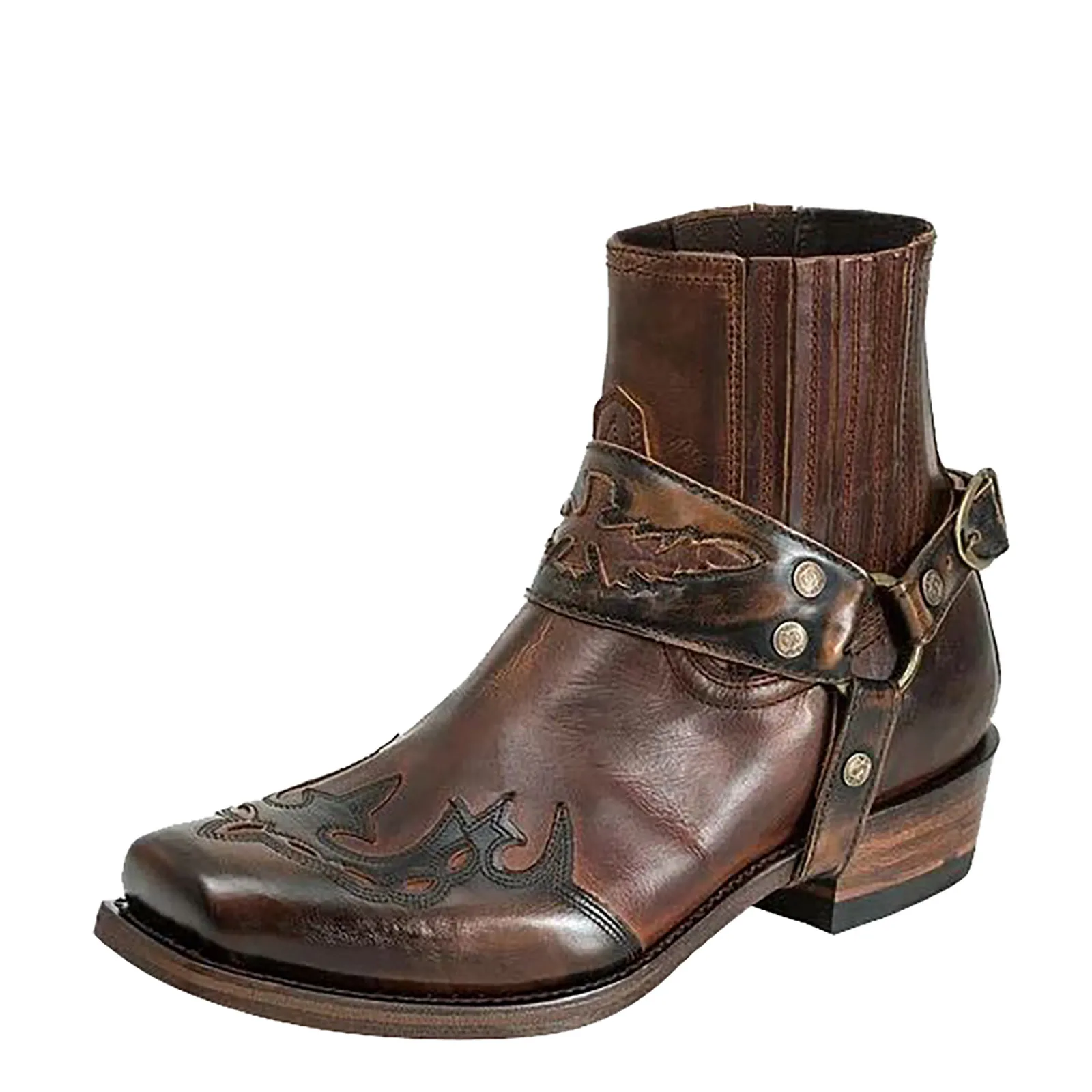 Men-s-shoes-Vintage-Cowboy-Boots-Leather-Buckle-Strap-Punk-ankle-boots ...