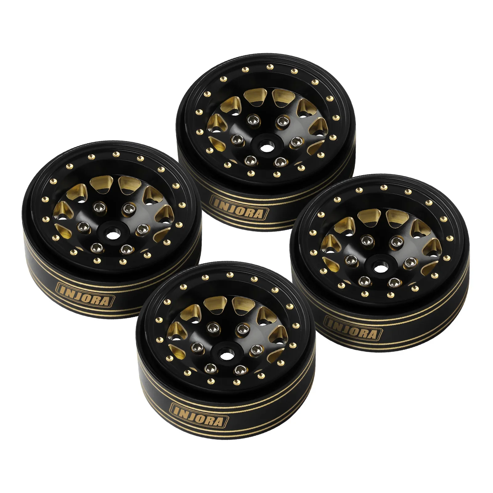 4PCS 1.3" Brass Beadlock Wheel Rims 68g for 1/24 1/18 RC Crawler Car ...