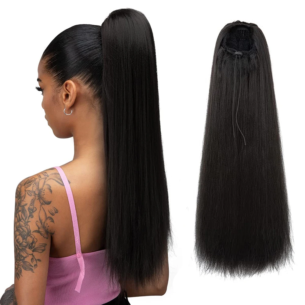 Women-s-drawstring-ponytail-extension-24-inch-YaKi-straight-ponytail ...