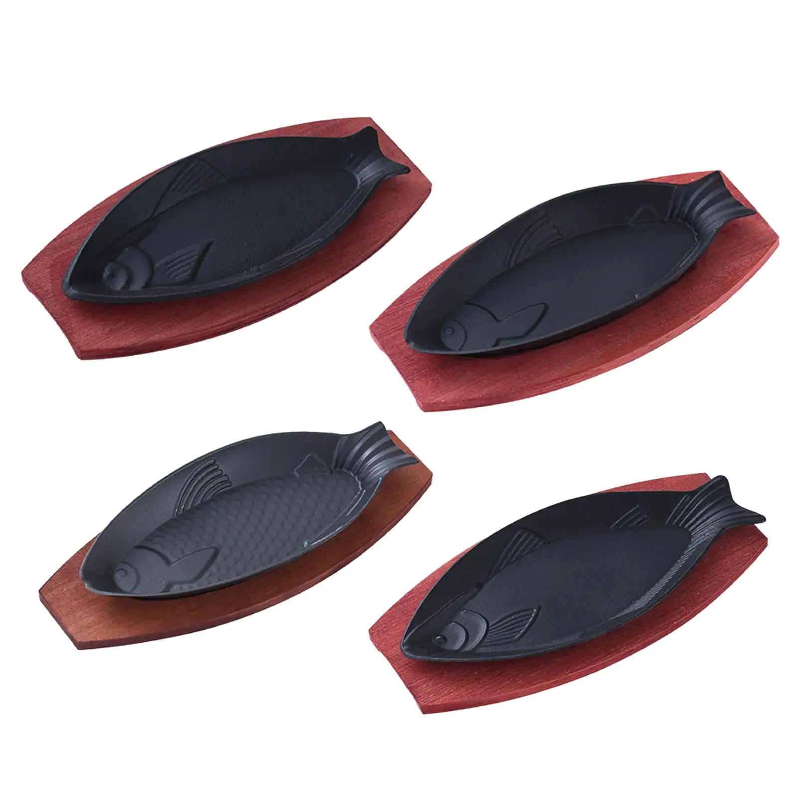 Griddle Steak Fry Plate Steak Serving Plate Fish Shaped Fryer Cast Iron ...