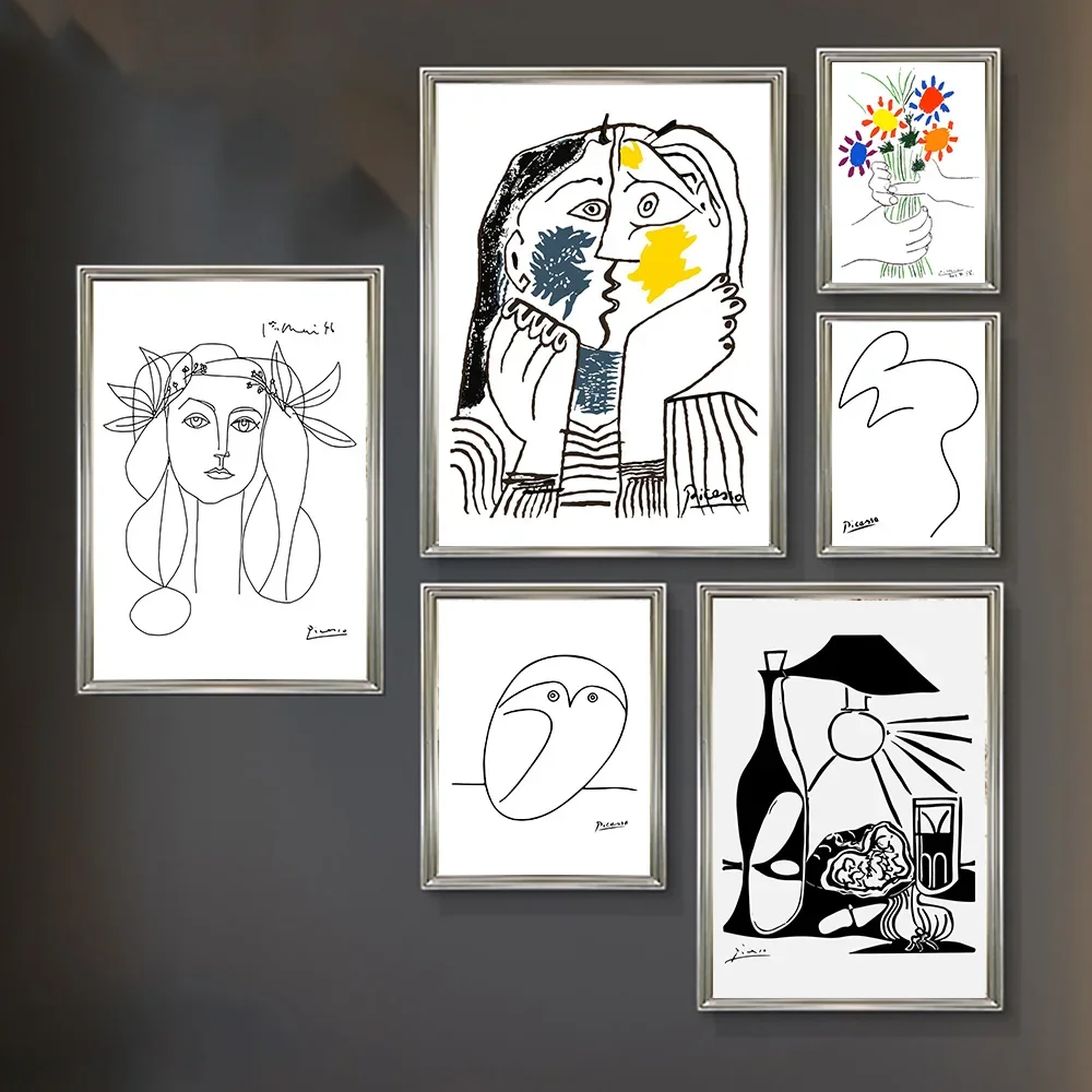 Pablo-Picasso-Black-and-White-Sketch-abstract-Art-Paintings-on-the-Wall ...
