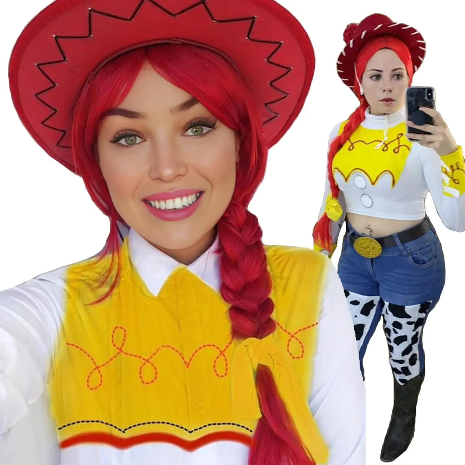 Long-Red-Wig-with-Braids-for-Women-Jessie-Cowgirl-Cosplay-Costume ...