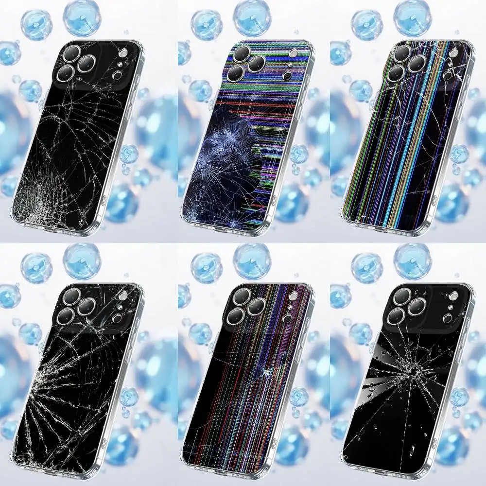 Glitch Chipped Crack Texture Phone Case For iPhone 17,16,15,14,13,12,11 ...